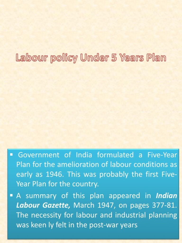 Labour Policy in India's Five-Year Plans | PDF | Trade Union | Living Wage