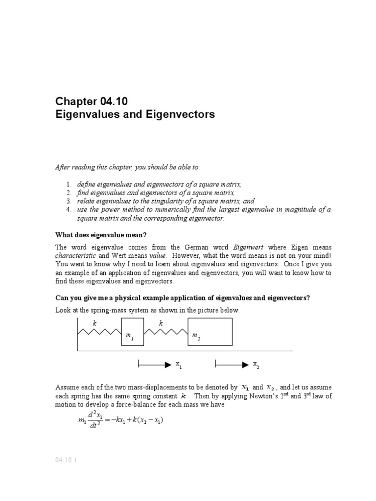 Chapter 04 Eigen Values | PDF | Eigenvalues And Eigenvectors ...