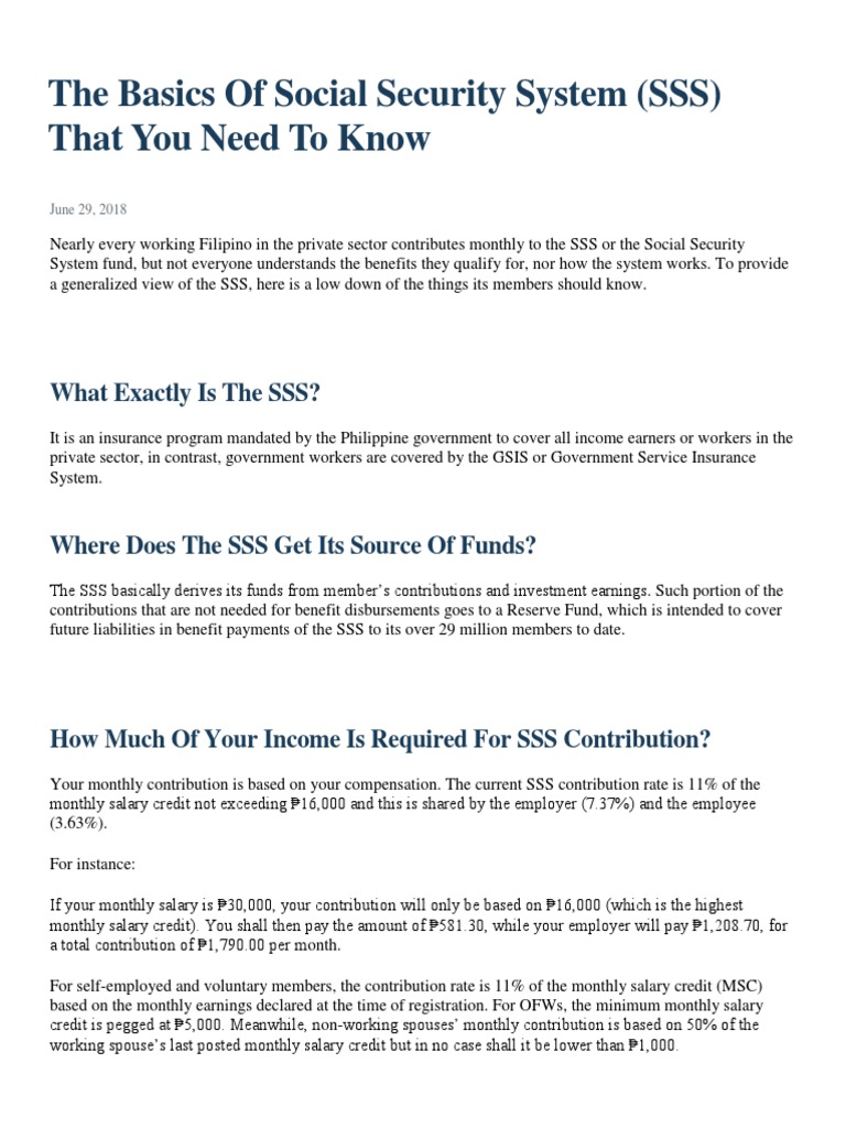 The Basics of Social Security System | PDF | Social Security (United ...