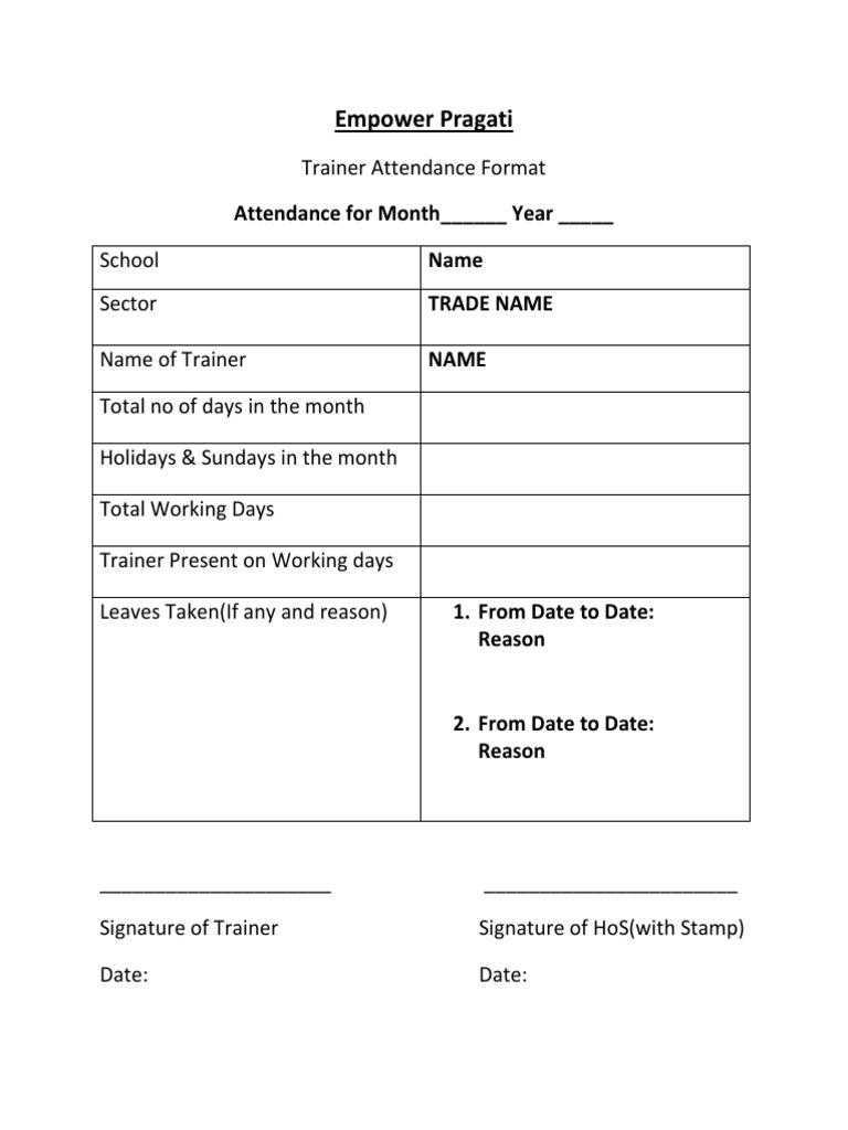 Attendance Format | PDF