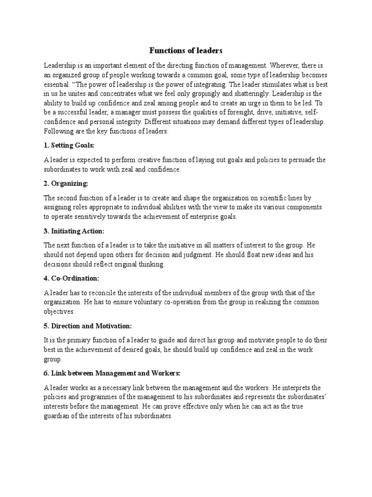 Key Functions of Leadership Explained | PDF | Career & Growth