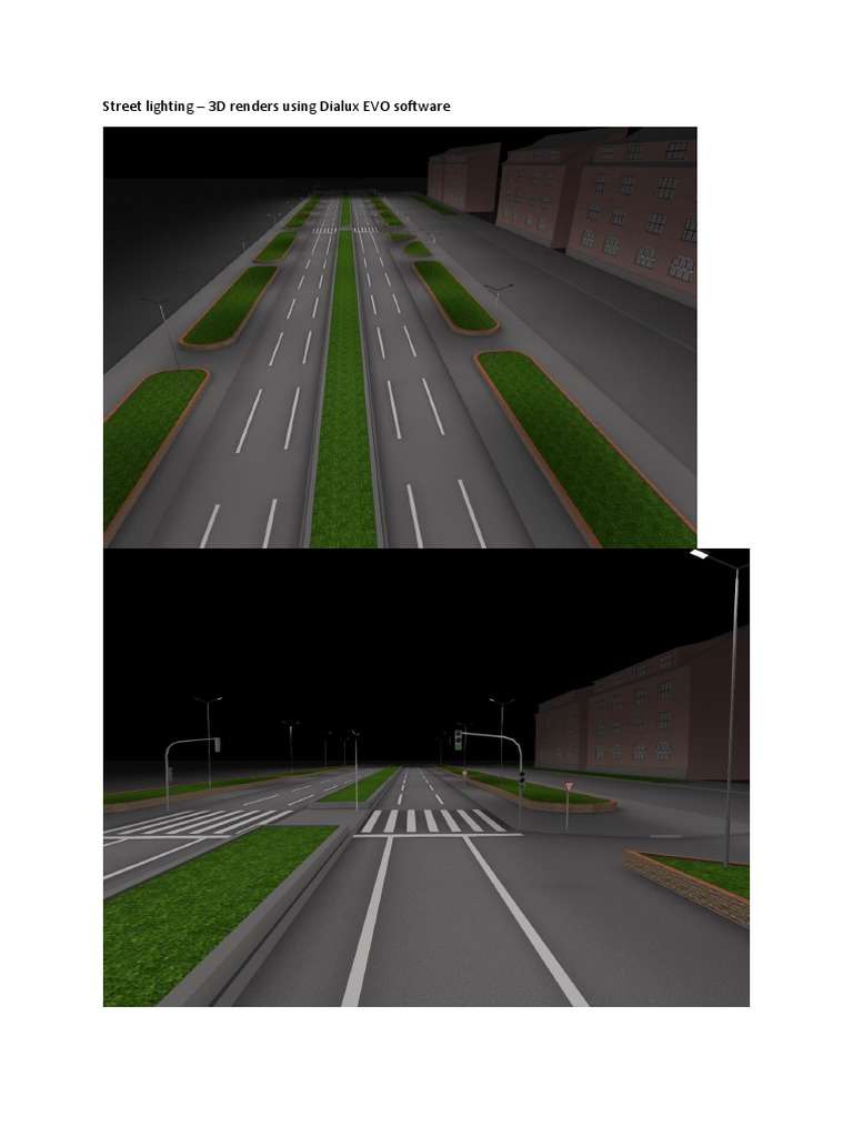 Street Lighting - 3D Renders Using Dialux EVO Software | PDF | Computers