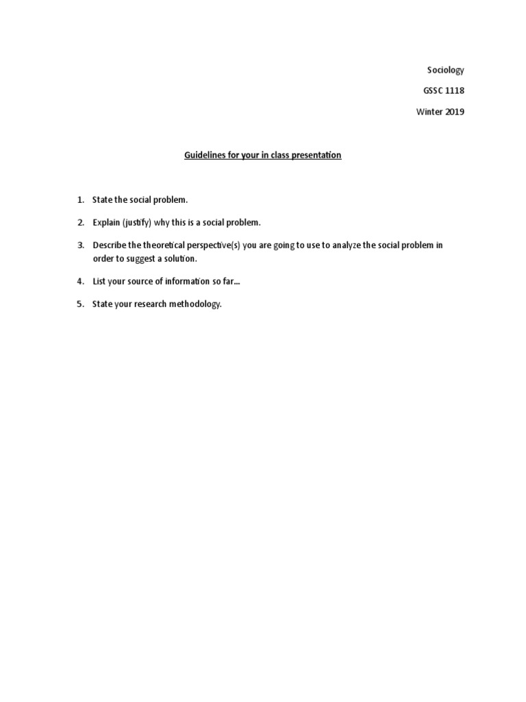 Sociology Presentation Guidelines | PDF