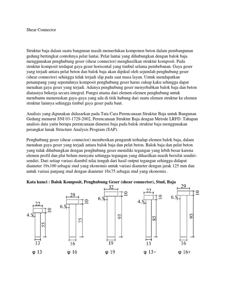 Ukuran dan Fungsi Shear Connector | PDF