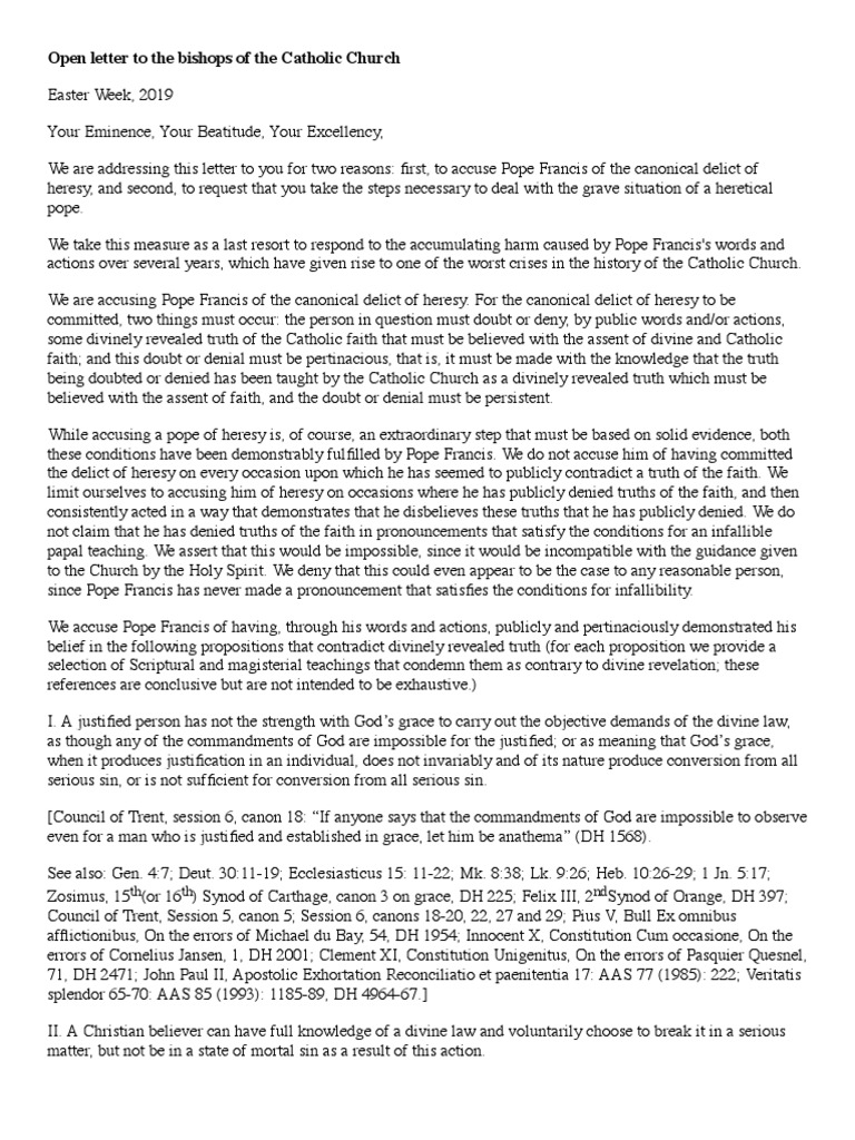 Open Letter To The Bishops of The Catholic Church: TH TH ND | PDF ...