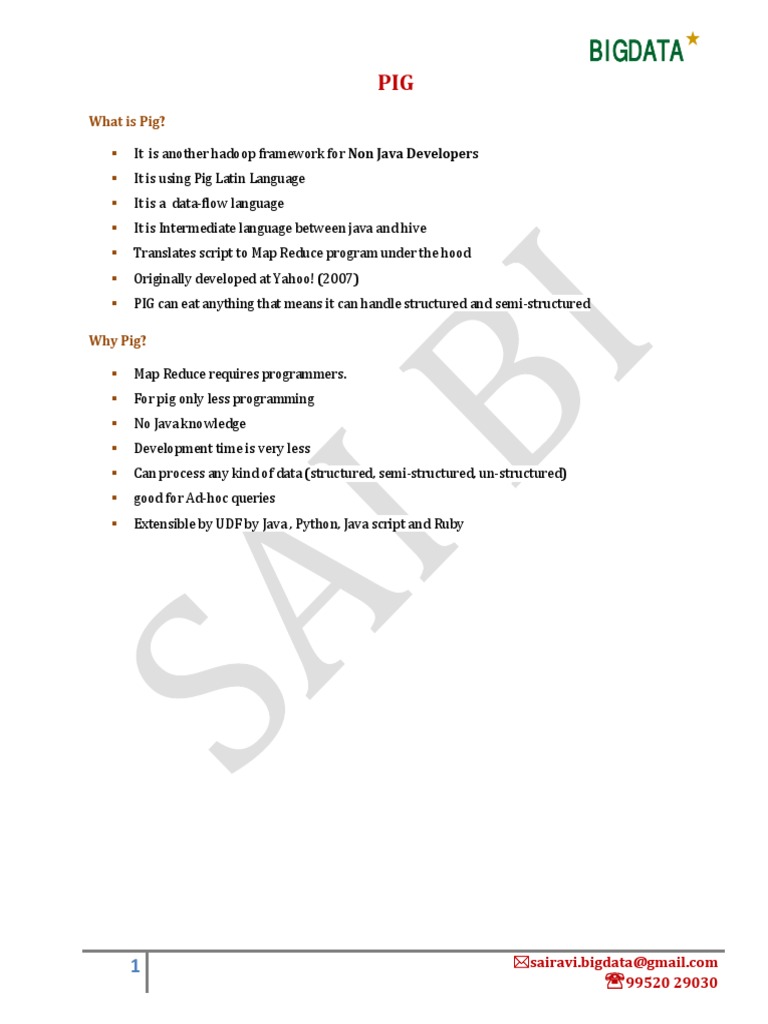 Bigdata: What Is Pig? | PDF | Apache Hadoop | Map Reduce