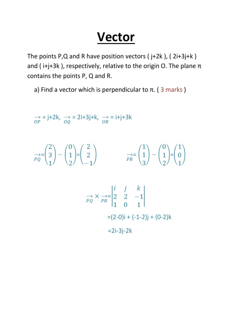 Vector: j+2k, 2i+3j+k, I+j+3k | PDF | Plane (Geometry) | Differential ...