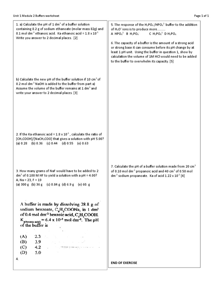 Unit 1 M2 Buffers Worksheet | PDF