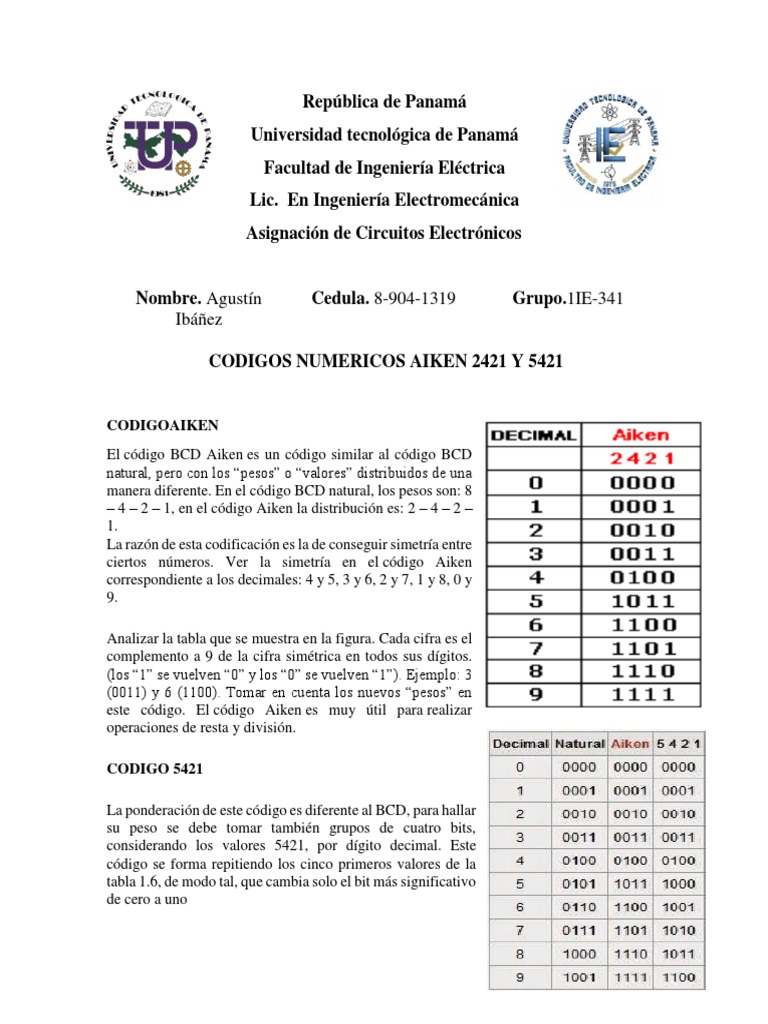 Codigos Numericos Aiken 2421 y 5421. | PDF