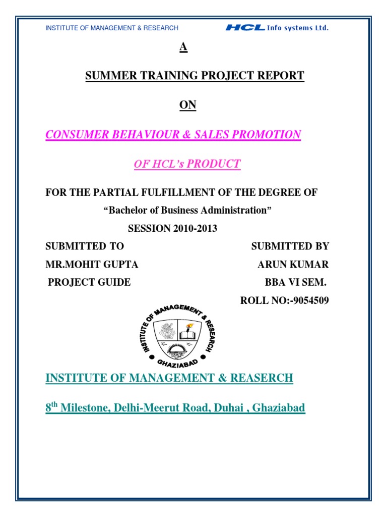 Consumer Behaviour & Sales Promotion in HCL - 2011 Edit | PDF ...