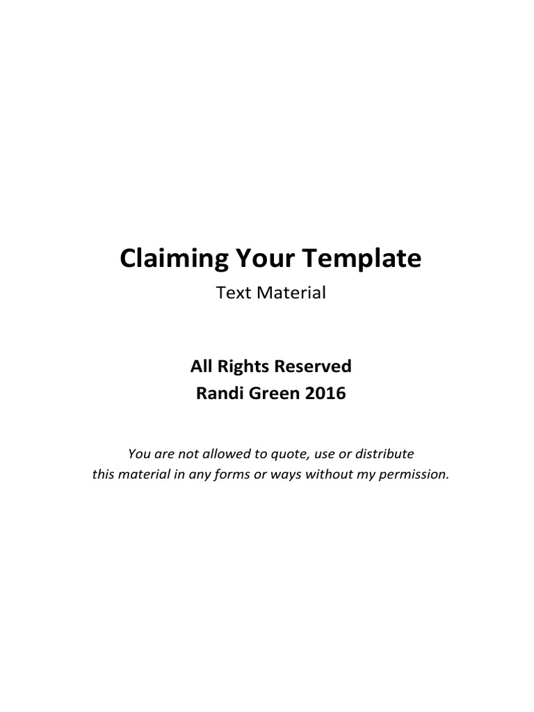 2016 Claiming Your Template Text Material | PDF | Brain | Thought