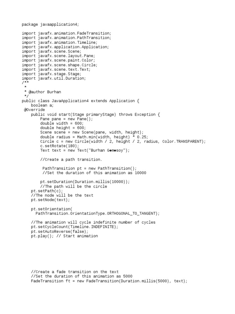 Animating Text Around A Circle Path And Fading In And Out Using Javafx 