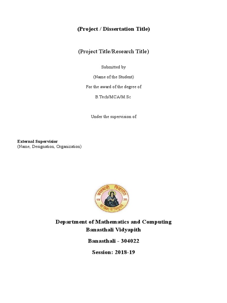 Format of Project Report (MCA - MSC - BTech) | PDF | Thesis | Areas Of ...
