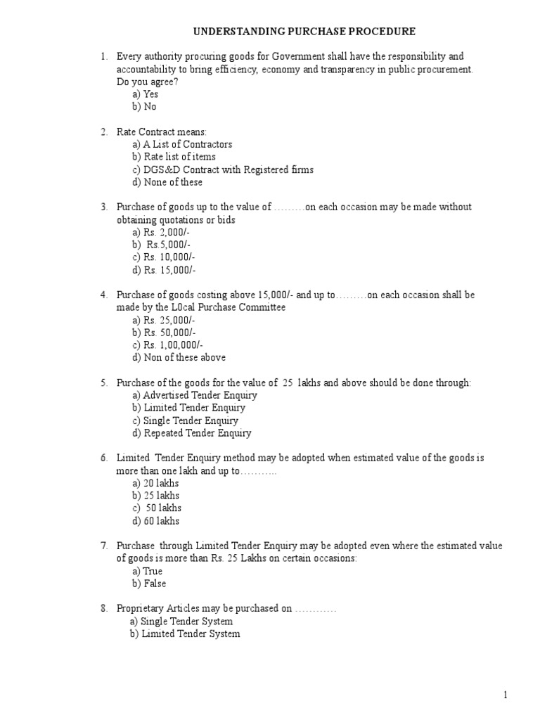 Understanding Purchase Procedure | PDF | Economies | Government