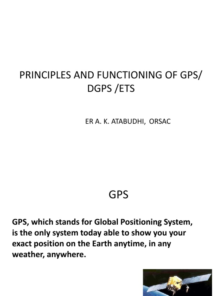 Principle of Functioning of DGPS & ETS | PDF | Global Positioning ...