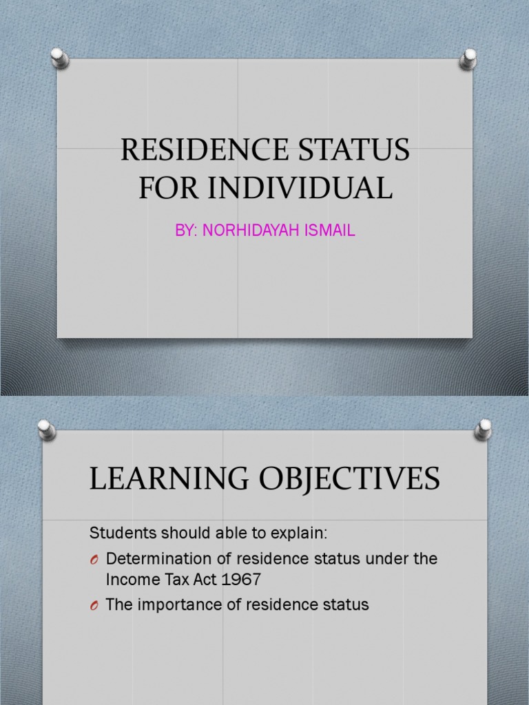 Resident Status For Individual | PDF | Income Tax | Taxes