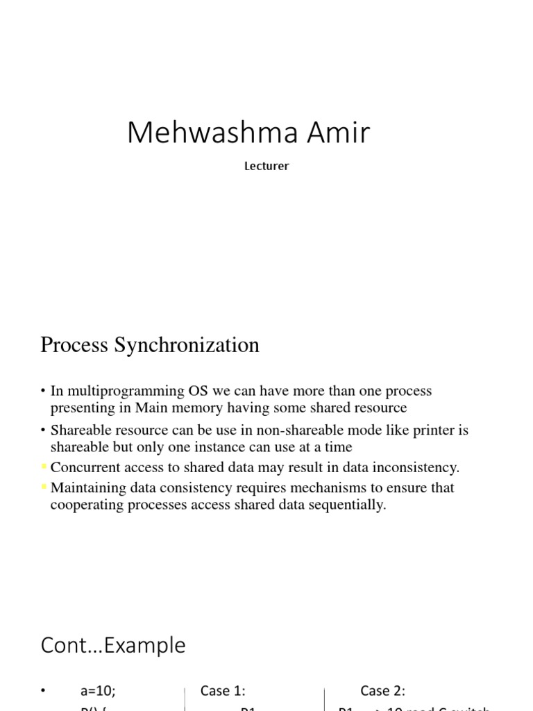 Mehwashma Amir: Lecturer | PDF | Concurrency (Computer Science) | System Software