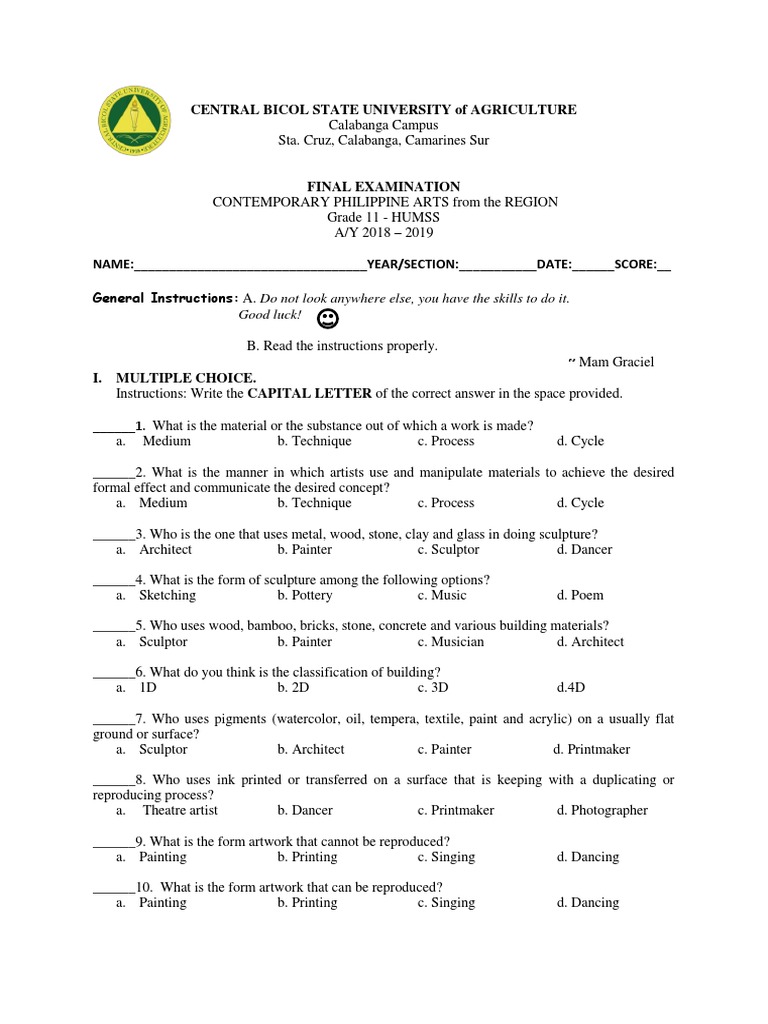 Grade 11 Humss Exam Finals | PDF | Filmmaking | Paintings