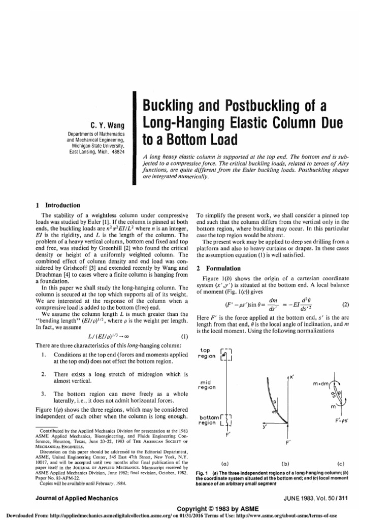 Buckling and Postbuckling of A Long-Hanging Elastic Column Due To A ...