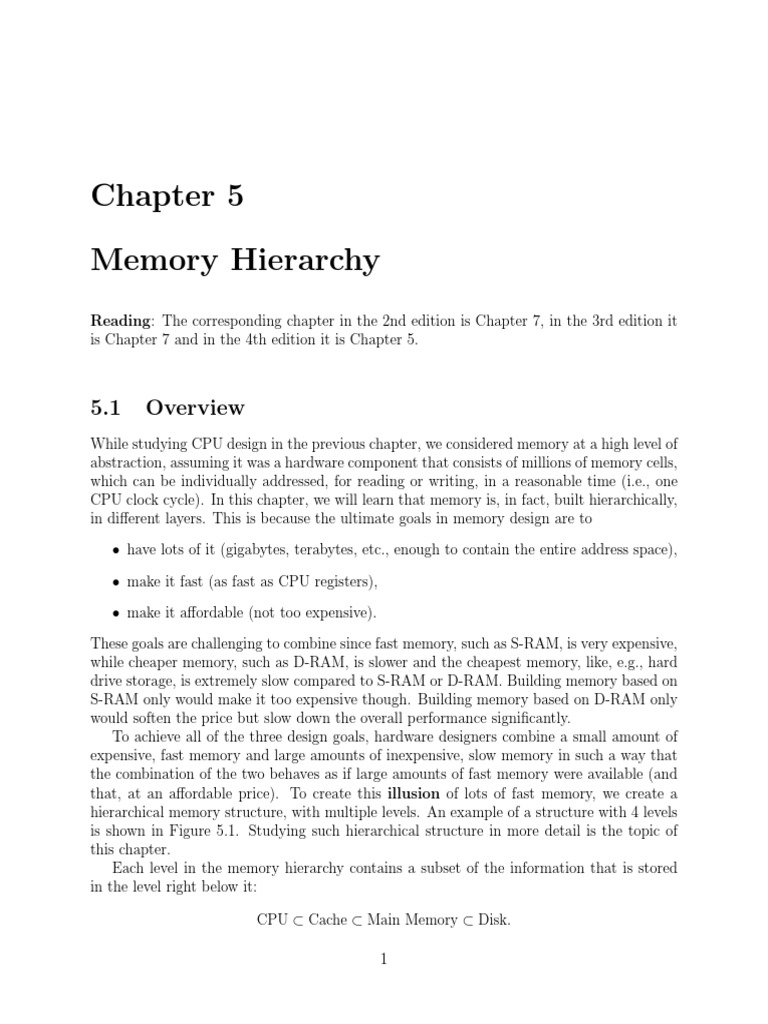 Memory Hierarchy | Download Free PDF | Cpu Cache | Cache (Computing)