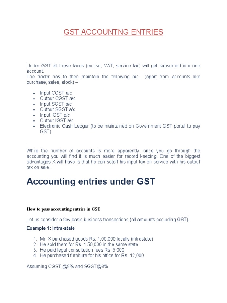 Accounting Entries Under GST | PDF | Value Added Tax | Public Finance