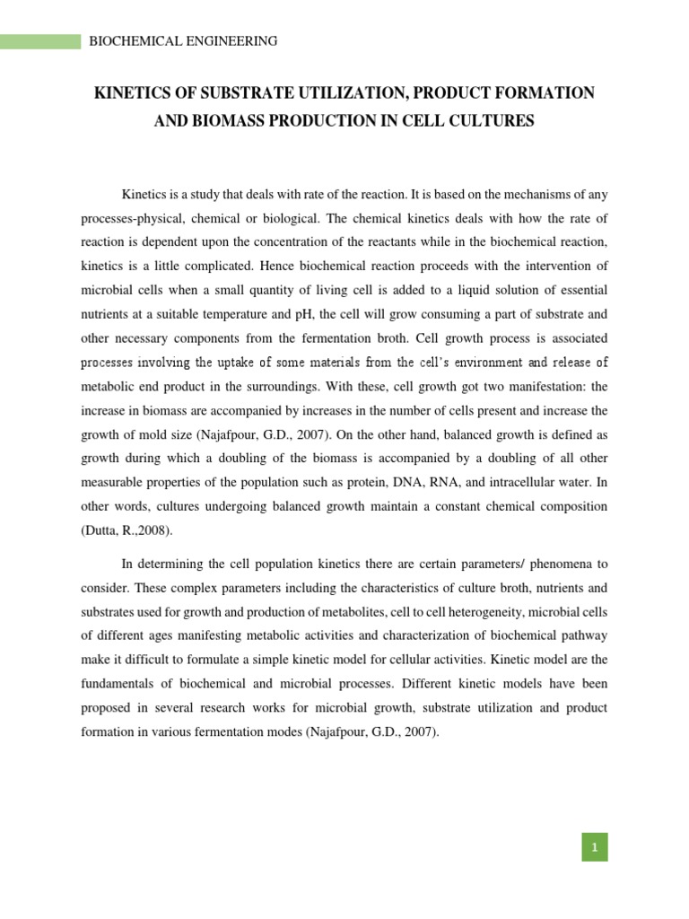 Substrate Utilization Kinetics in Cultures | PDF | Chemical Kinetics ...