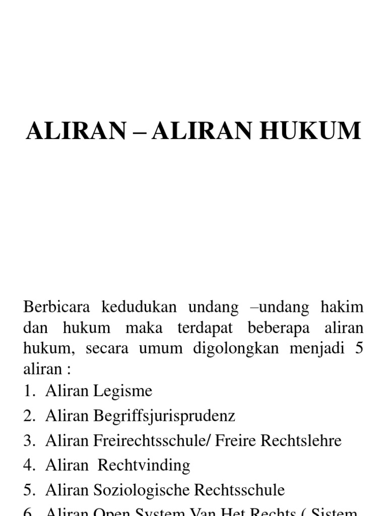 Aliran-aliran Hukum dan Kedudukannya | PDF