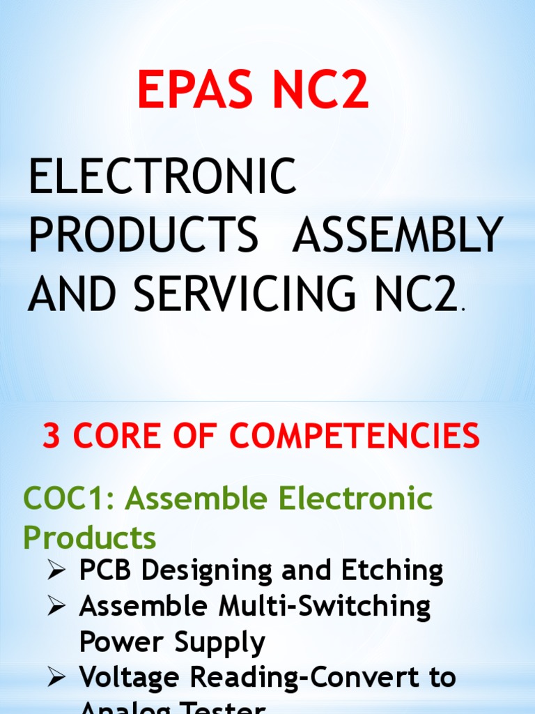 Epas Nc2: Electronic Products Assembly and Servicing Nc2 | PDF ...