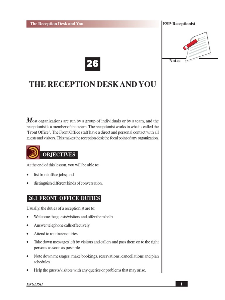 English - Receptionist | PDF | Telephone Call | Communication