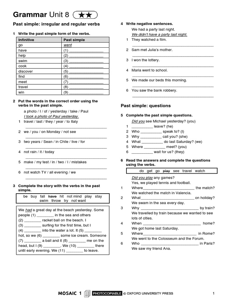 Mosaic TRD1 GV U8 2 | PDF | Grammar | Syntax
