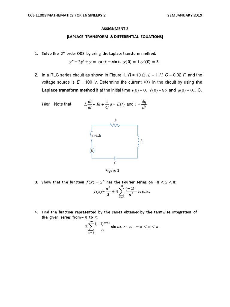 Solve: Assignment 2 (Laplace Transform & Differential Equations) | PDF | Laplace Transform ...