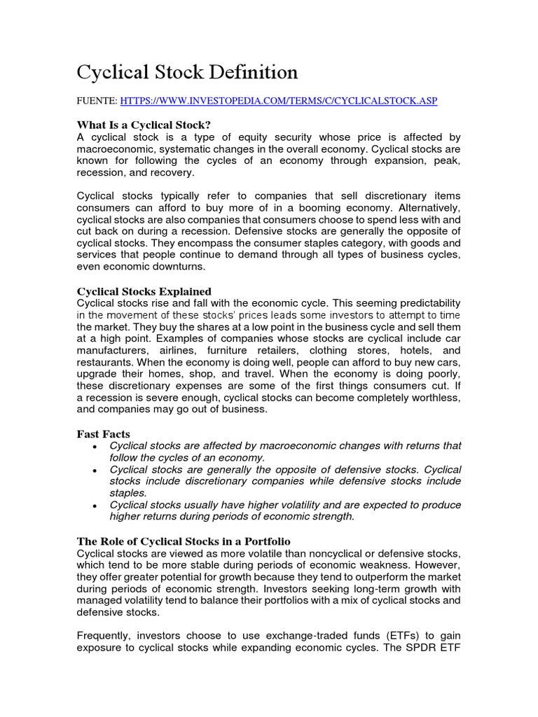 Sesión 1.3. Cyclical Vs Counter-Cyclical Stock | PDF | Business Cycle ...