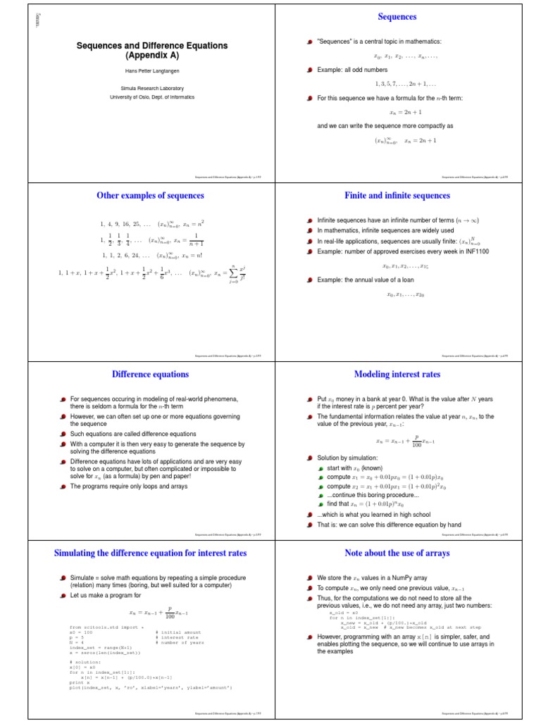 Math Sequences & Equations Guide | PDF | Recurrence Relation | Logistic ...