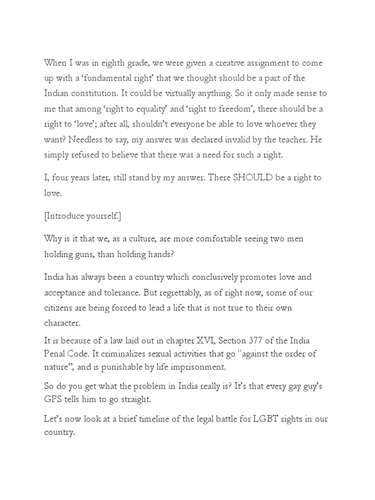 LGBT Rights Speech | PDF | Lgbt | LGBTQIA+ Studies