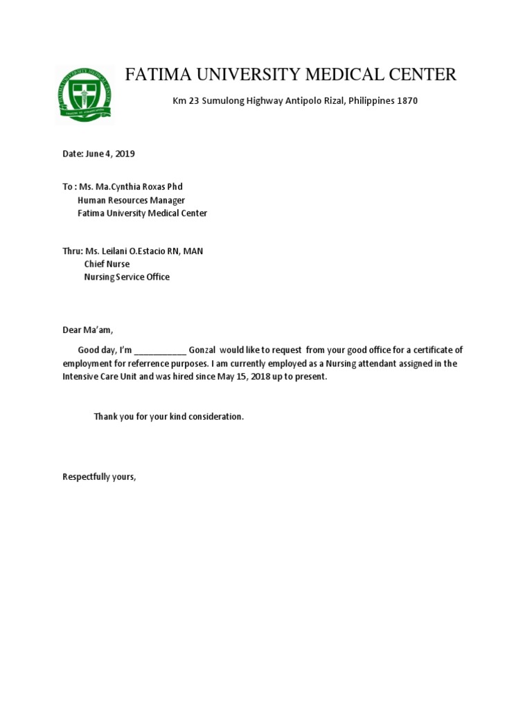 Sample Request For COE | PDF