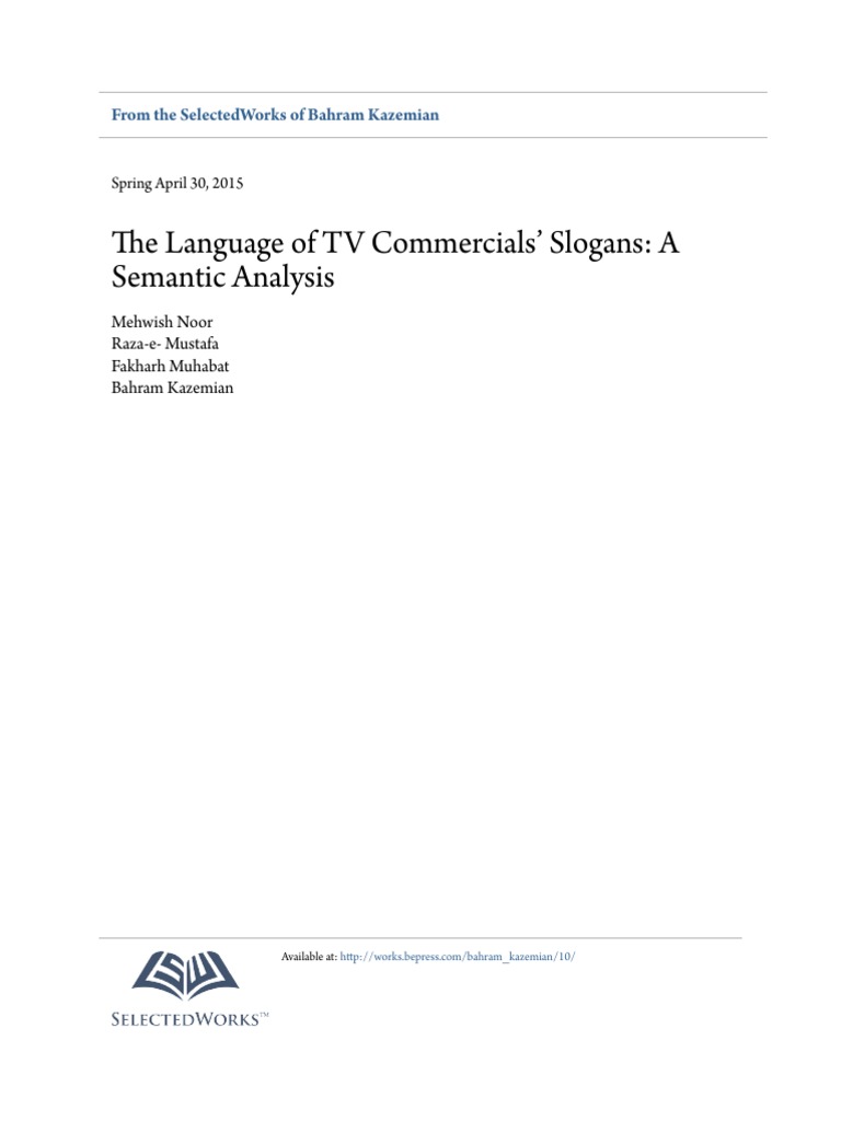 The Language of TV Commercials' Slogan | PDF | Advertising | Linguistics