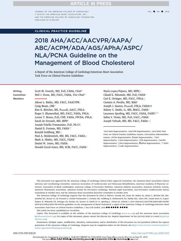 2018 Aha/Acc/Aacvpr/Aapa/ Abc/Acpm/Ada/Ags/Apha/Aspc/ NLA/PCNA ...