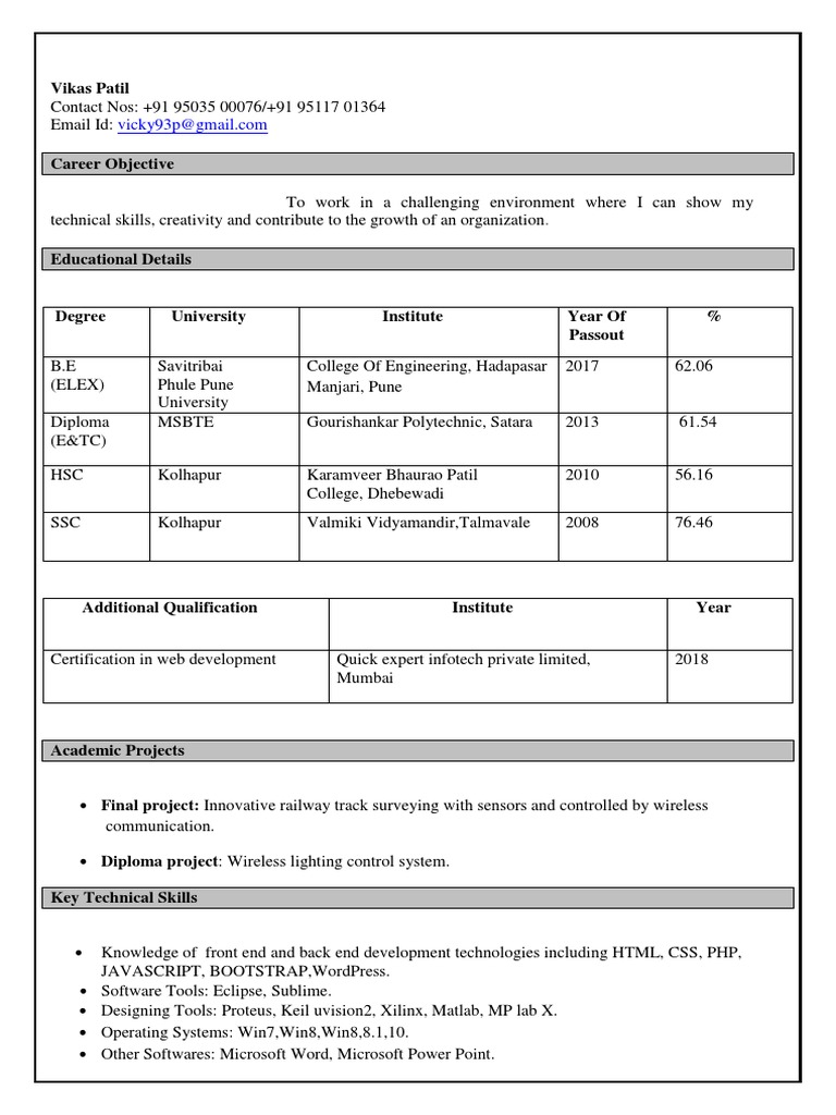 Vikas Resume | PDF | Computing | Software
