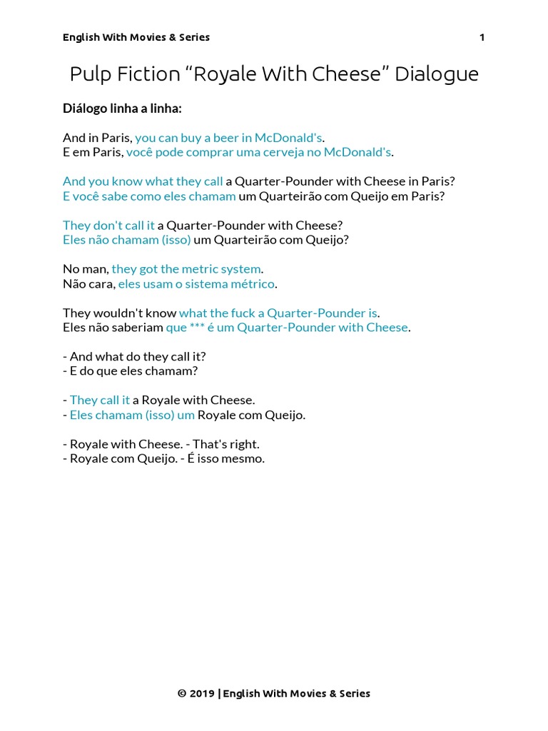 PDF Pulp Fiction Royale With Cheese Dialogue | PDF