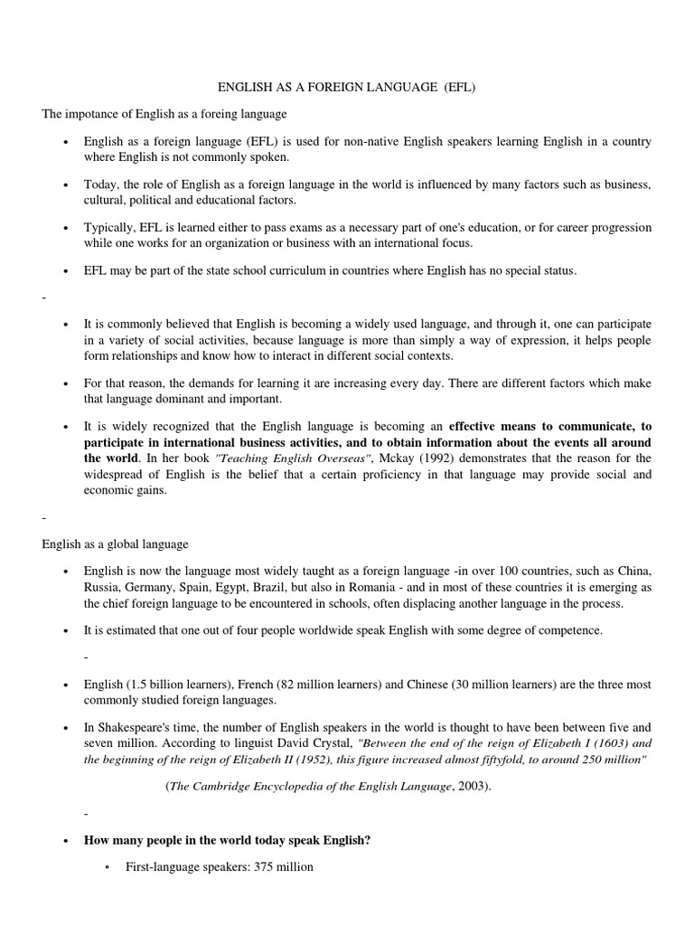 EFL Learning Challenges & Solutions | PDF | English Language | English ...