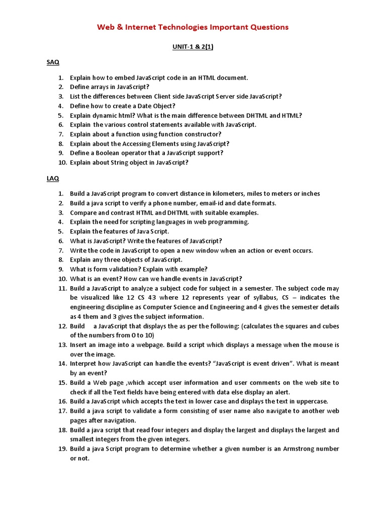 WIT Important Questions-1 | PDF | Xml | Java Servlet