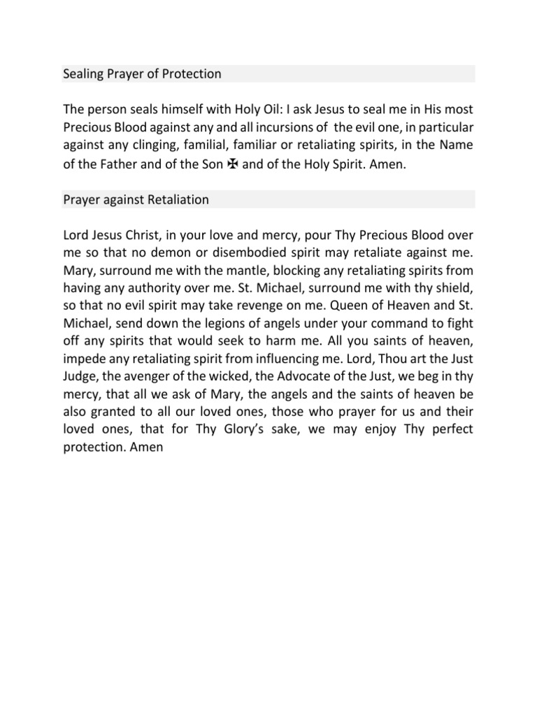 Sealing Prayer of Protection | PDF | Religion & Spirituality