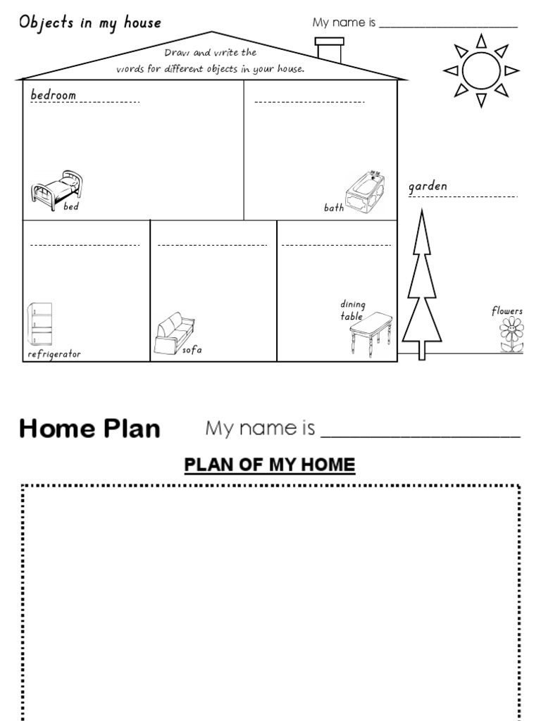 My Name Is - : Draw and Write The Words For Different Objects in Your ...