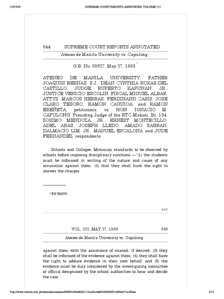 ADMU V Capulong | PDF | Injunction | Complaint