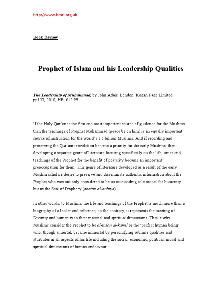 Leadership Qualities of Prophet Muhammad | PDF | Muhammad | Prophets ...