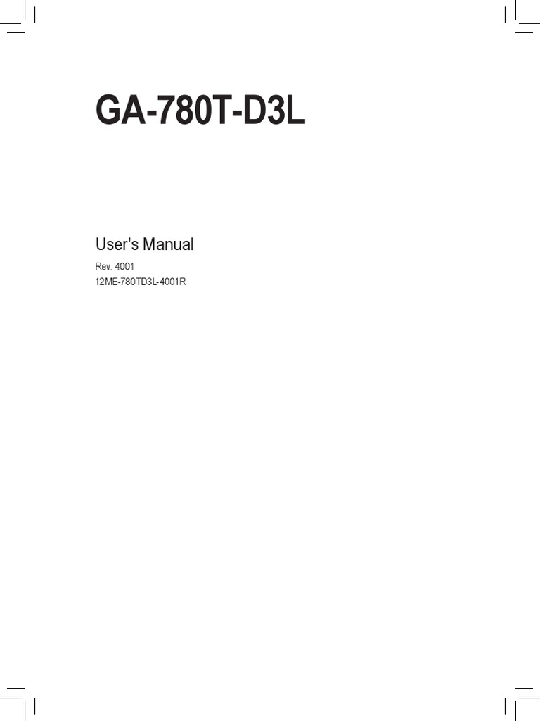 MB Manual Ga-780t-D3l v.4.0 e | PDF | Bios | Usb