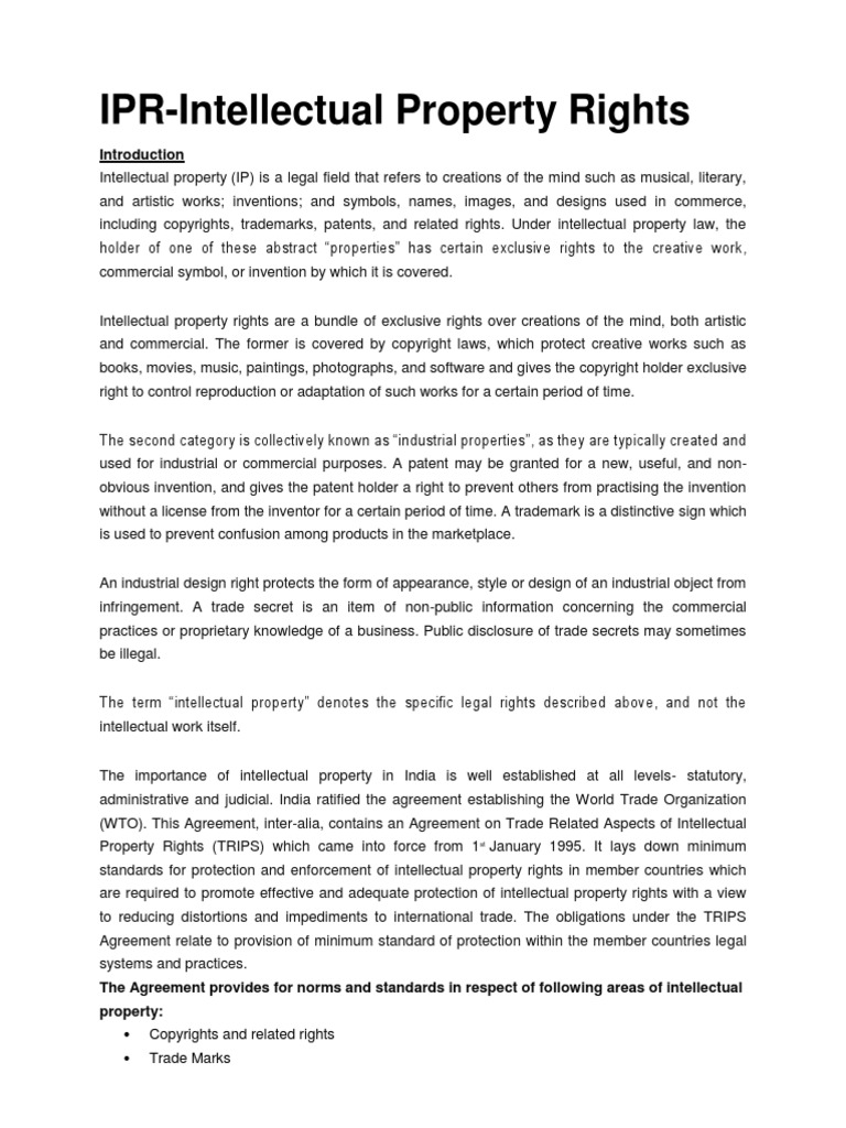 IPR-Intellectual Property Rights: Trade Marks | PDF | Intellectual ...