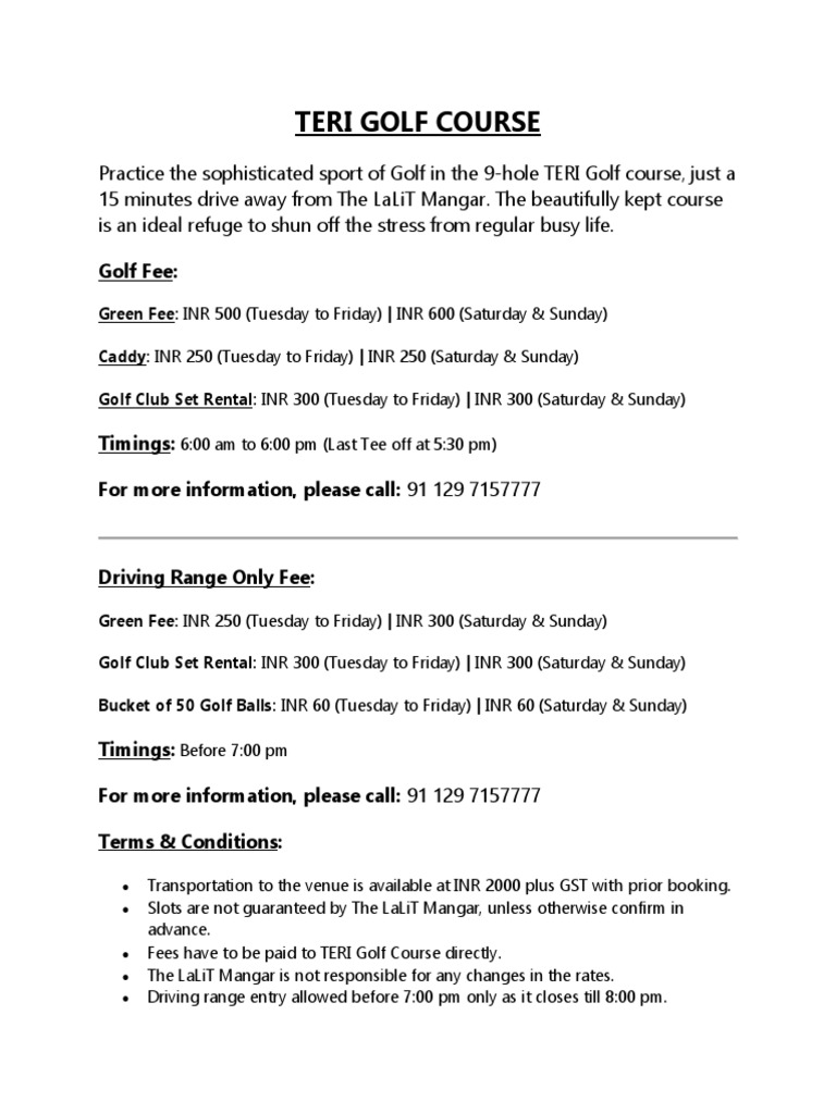 Teri Golf Courses | PDF