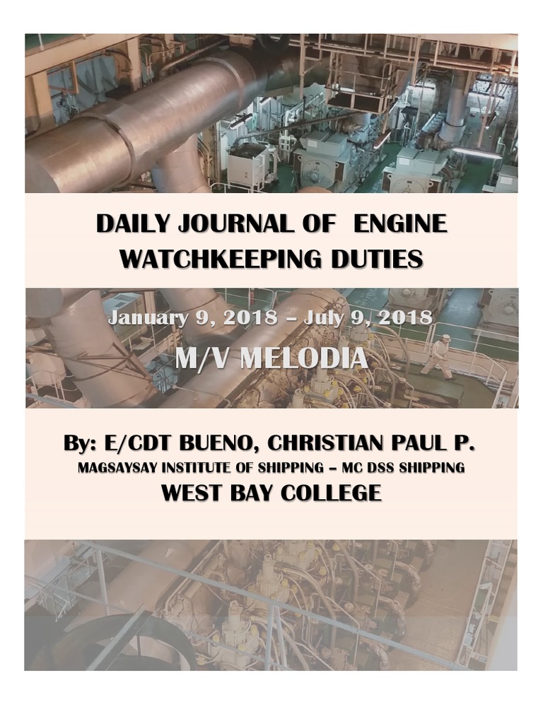 M/V Melodia: Daily Journal of Engine Watchkeeping Duties | PDF