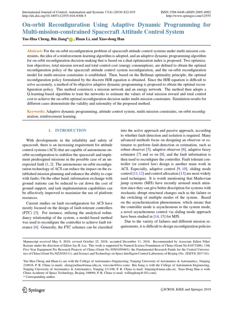 On-Orbit Reconfiguration Using Adaptive Dynamic Programming For Multi-Mission-Constrained ...